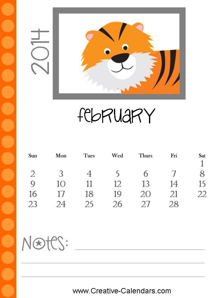 Cute February 2014 Calendar Printable