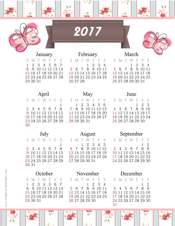 Free Printable Calendar 2017
