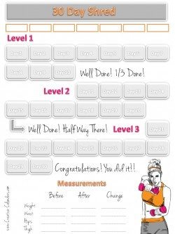 30 Day Shred Calendar