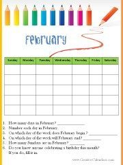Calendar Worksheets
