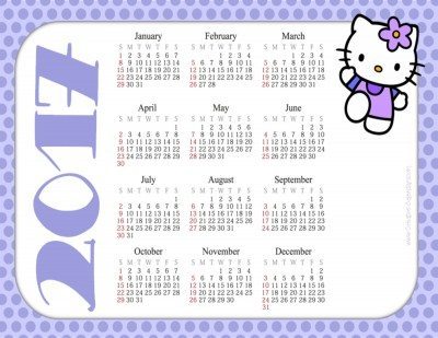 Free Printable Hello Kitty Calendars