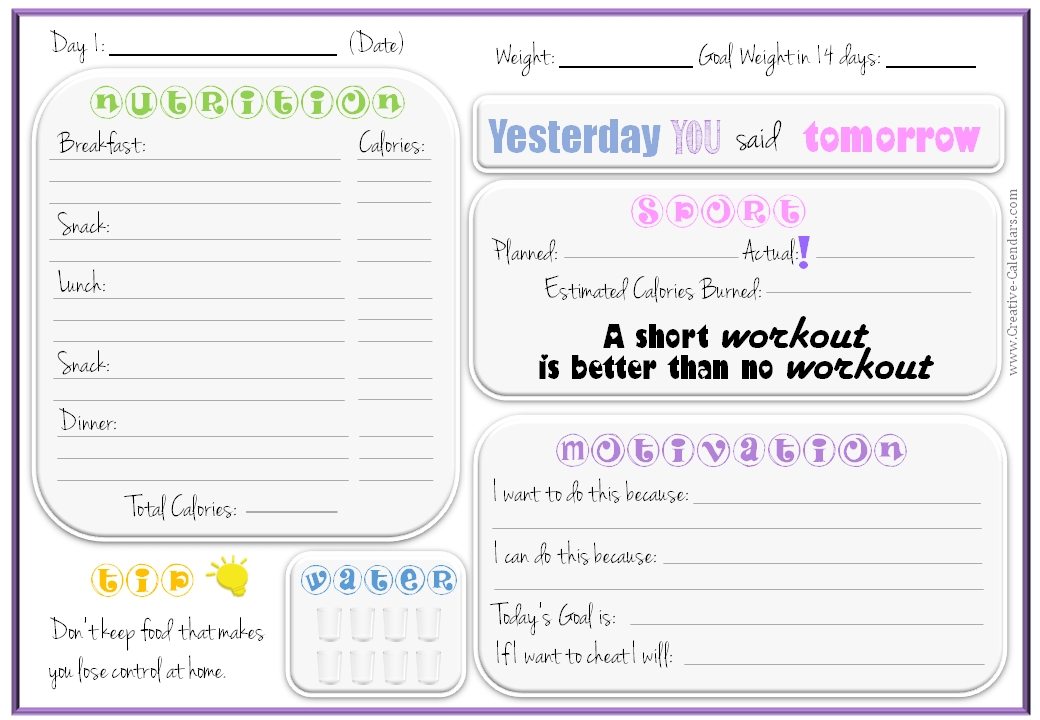 Food And Exercise Journal Template